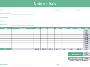 Note de frais : Modèle Excel gratuit